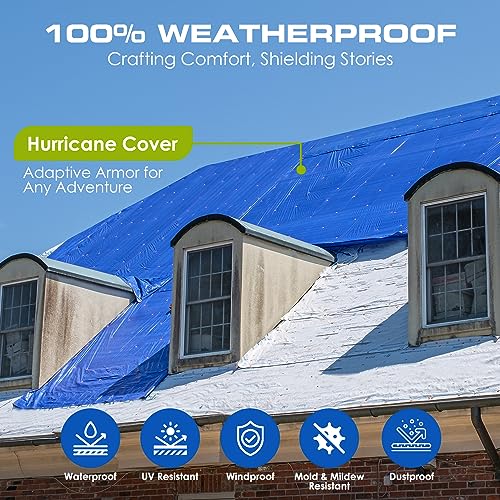 TARPATOP Multi-Purpose Waterproof Heavy Duty Poly Tarp - 12X12 Large Blue Tarp with Grommets Every 3ft - Rot, Rust, and UV Resistant, Weatherproof Tarp Covers for Camping, Farming, Vehicles, and More