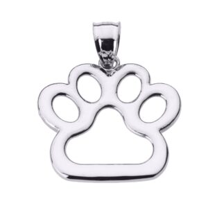 polished 14k white gold dog paw print charm pendant