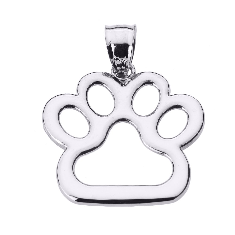 Polished 14k White Gold Dog Paw Print Charm Pendant