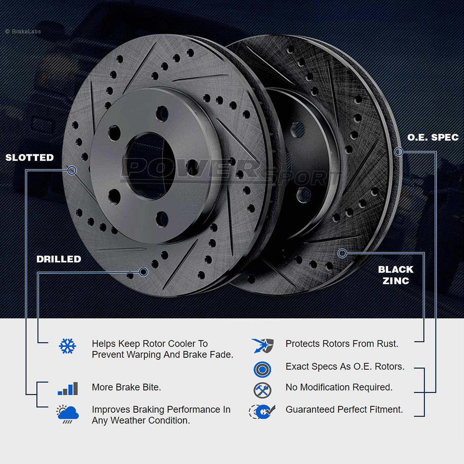 PowerSport Front Rear Brakes and Rotors Kit |Front Rear Brake Pads| Brake Rotors and Pads| Ceramic Brake Pads and Rotors |fits 2010-2015 Chevrolet Camaro