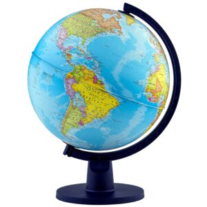 waypoint geographic scout illuminated, decorative classroom globe with stand, world globe with more than 4000 places, 12” interactive globe with political mapping, blue