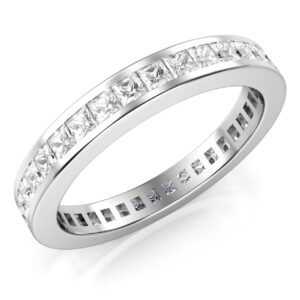 metal factory sz 7 3mm sterling silver princess cut cz eternity cubic zirconia ring