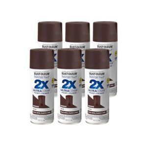 rust-oleum 334066-6pk painter's touch 2x ultra cover spray paint, 12 oz, satin espresso, 6 pack