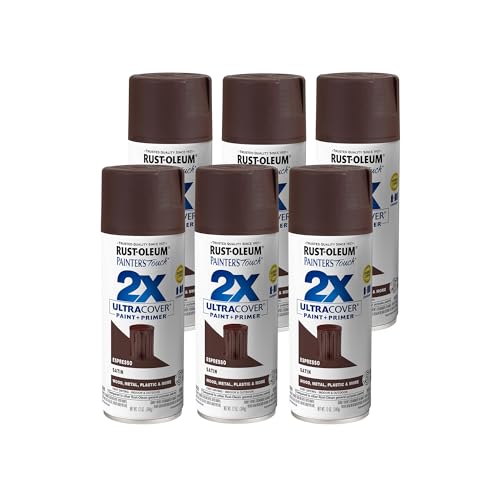 Rust-Oleum 334066-6PK Painter's Touch 2X Ultra Cover Spray Paint, 12 oz, Satin Espresso, 6 Pack