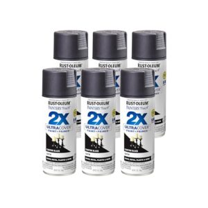 rust-oleum 346951-6pk painter's touch 2x ultra cover spray paint, 12 oz, satin canyon black, (pack of 6)