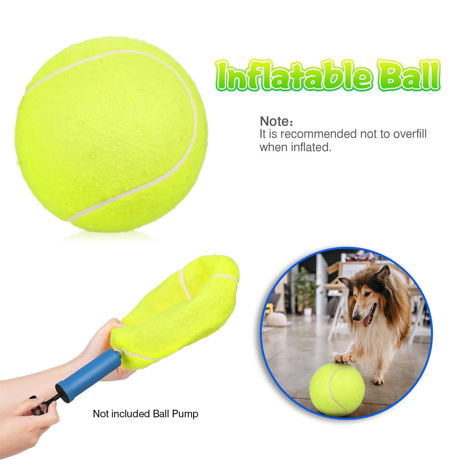 Lixada 9.5" Oversize Giant Tennis Ball for Children Adult Pet Fun (Shipped Deflated)