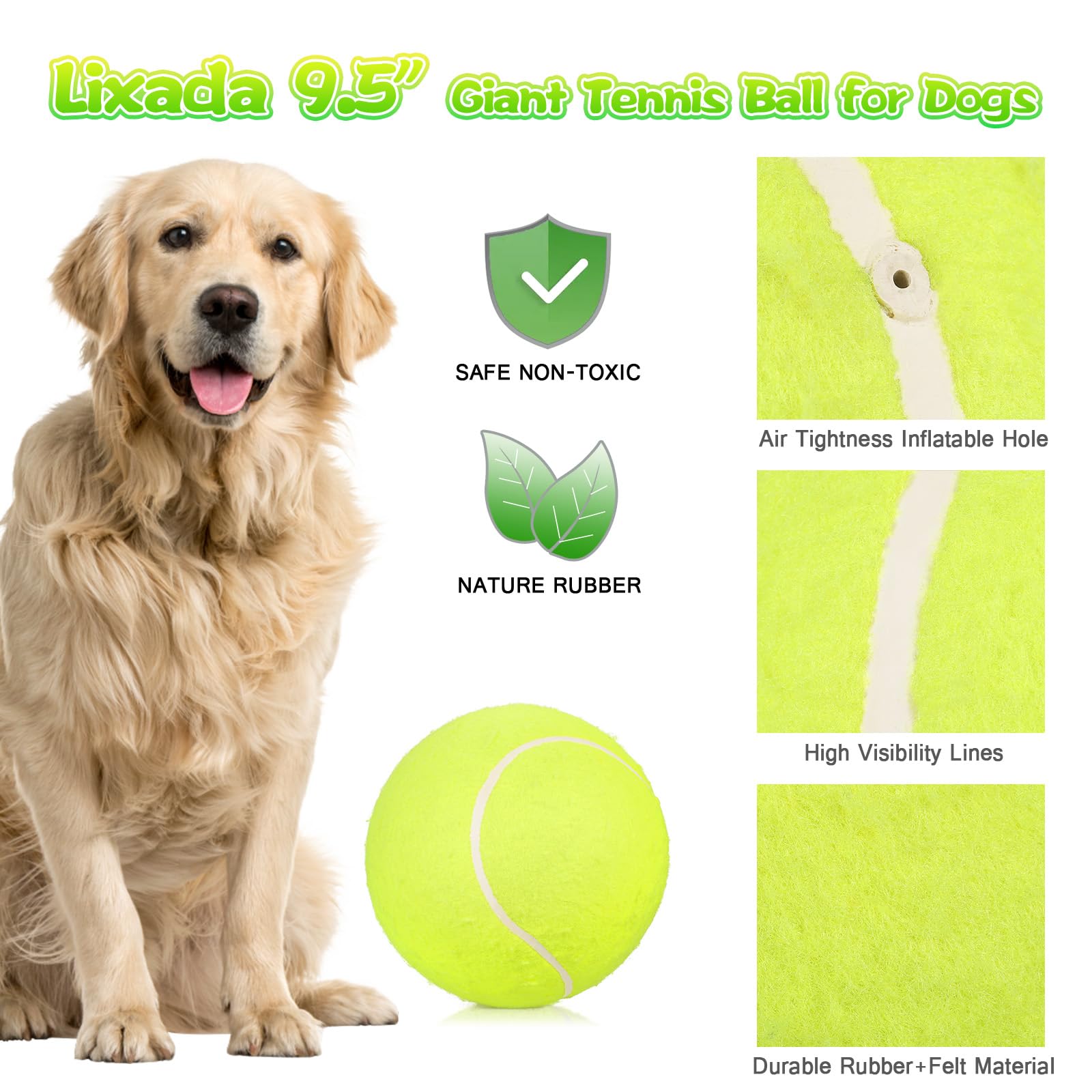 Lixada 9.5" Oversize Giant Tennis Ball for Children Adult Pet Fun (Shipped Deflated)