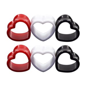 qmcandy 6pcs heart shape acrylic ear tunnels plugs set mix color stretcher expander ear gauge 00g