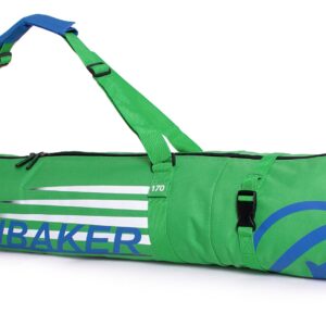 BRUBAKER Champion Combo - Limited Edition - Ski Boot Bag and Ski Bag for 1 Pair of Ski up to 190 cm, Poles, Boots and Helmet - Green Blue