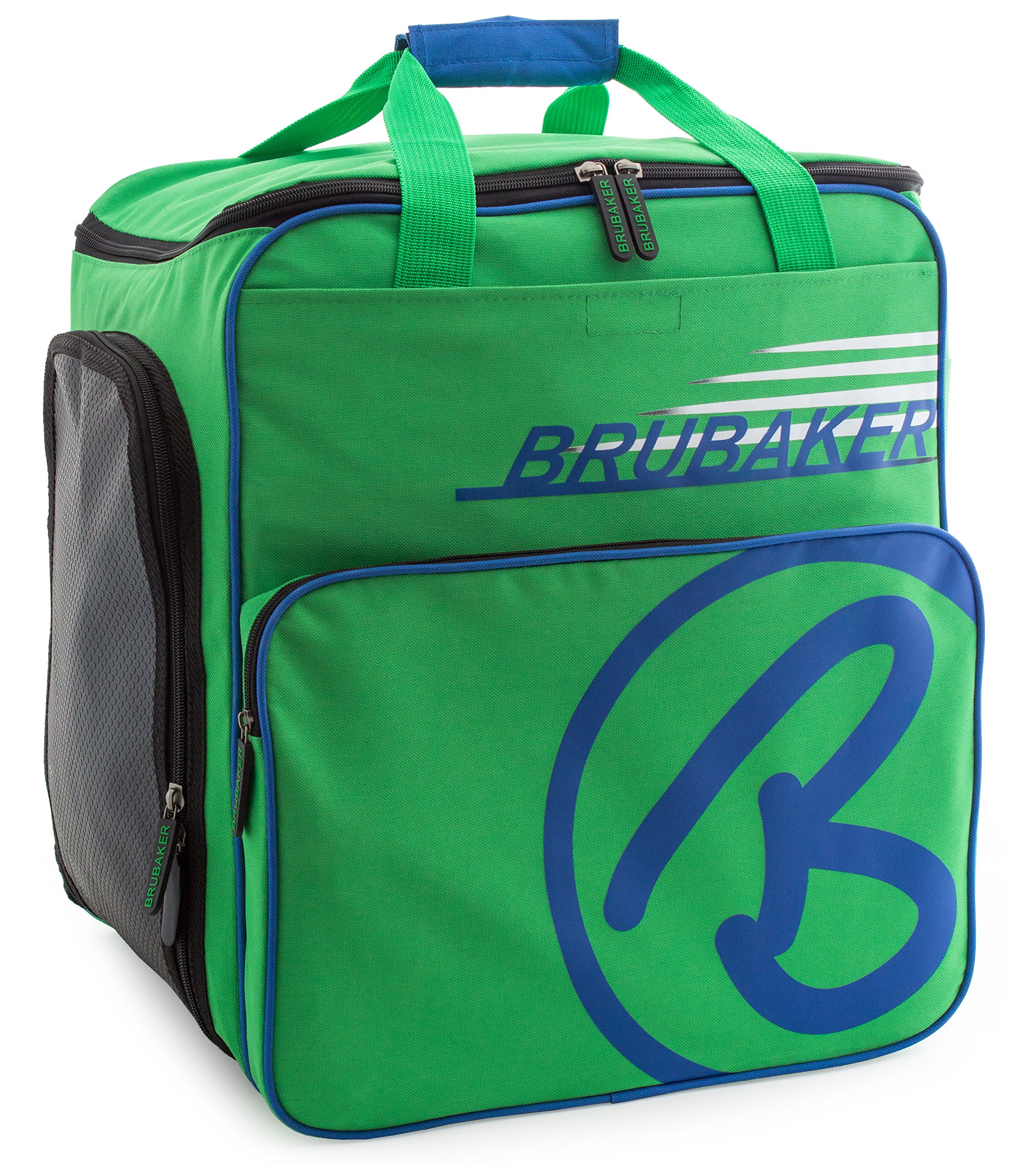 BRUBAKER Champion Combo - Limited Edition - Ski Boot Bag and Ski Bag for 1 Pair of Ski up to 190 cm, Poles, Boots and Helmet - Green Blue