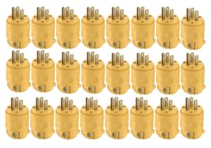 leviton 515pv polarized electrical 15 amp, 125 volt, nema 5-15p, 2-pole, 3-wire, plug, straight blade, yellow, 24 pack