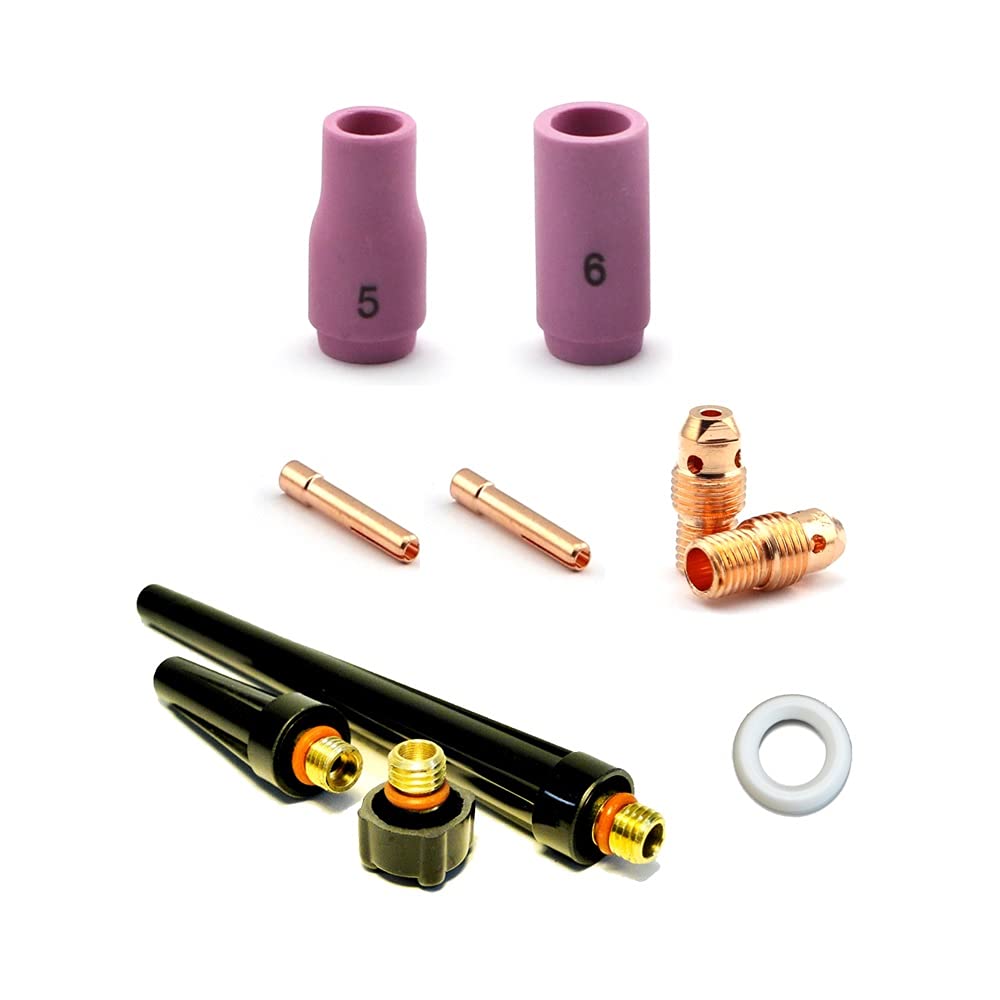 WeldingCity Accessory Kit Collet-Collet Body-Ceramic Cup-Gasket 0.040" for Regular Setup in TIG Welding Torch 9-20-25 Lincoln Miller Hobart ESAB Weldcraft CK AHP T34