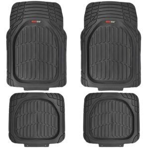 motor trend mt-921-bk flextough tortoise - heavy duty rubber floor mats for car suv van & truck - all weather protection - deep dish (black)