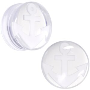 body candy clear acrylic white anchor saddle ear gauge plug set 20mm