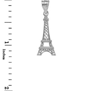 Trendy Necklaces Fine 14k White Gold Eiffel Tower Charm Pendant