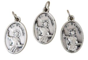 religious gifts silver toned base saint dominic patron of astronomers medal pendant, lot of 3, 1 inch