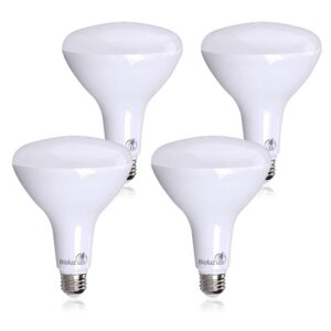 bioluz led 4 pack brightest br40 led bulbs 90 cri instant on warm white 2700k 16w = 120w replacement bulb 1400 lumen indoor/outdoor smooth dimmable lamp ul listed title 20 compliant