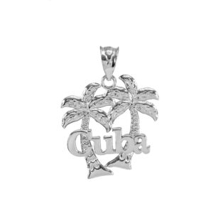 trendy necklaces polished 925 sterling silver cuba palm tree charm pendant