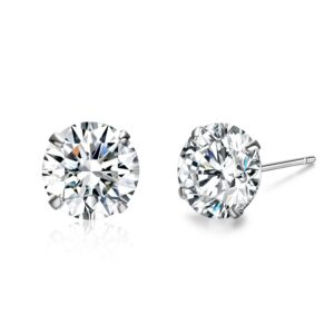 sbling platinum plated sterling silver stud earrings made with austrian crystals (8mm; 3.75cttw)