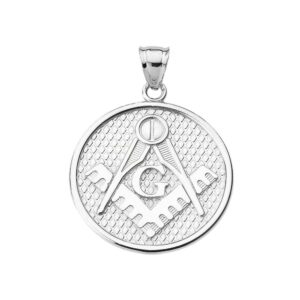 925 sterling silver freemason masonic square & compass pendant