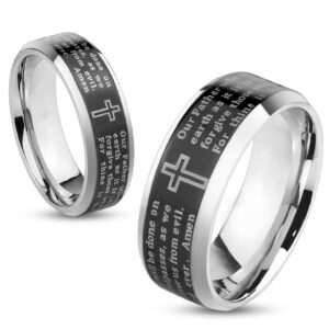 lord's prayer black beveled edge ip stainless steel ring with cross (10)