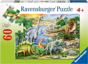 ravensburger prehistoric life puzzle - 60 piece durable jigsaw puzzle for kids | unique puzzle pieces | enhances concentration & creativity | eco-friendly - fsc certified