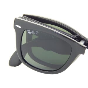 Ray-Ban Ray Ban Folding Wayfarer RB4105 601/58 Black/Crystal Green Polarized 54mm Sunglasses, 54 mm