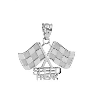 925 sterling silver racing flags with speed freak charm pendant