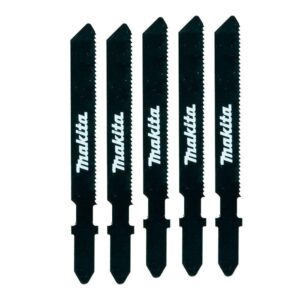 makita 5 piece - t shank metal jigsaw blades for jig saws - fast & straight cuts for metal & aluminum - 2" 21 tpi hss saw blades