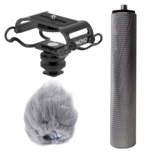 movo aek-z4 handy portable recorder accessory kit with mic grip, shock mount, and deadcat windscreen for zoom h1n, h2n, h4n, h5, h6, dr-40x, dr-05x, dr-07x, dr-22wl, dr100mkiii