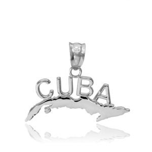 high polish 925 sterling silver cuba charm pendant