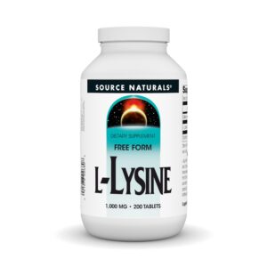 source naturals l-lysine 1000 mg free form - amino acid supplement supports energy formation & collagen* - 200 tablets