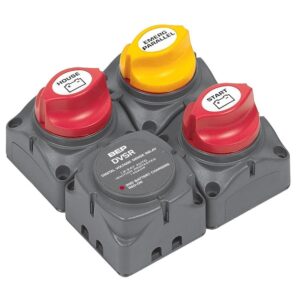 bep 716-sq-140a-dvsr square battery distribution cluster for single engine with two battery banks