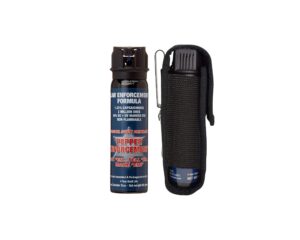 pepper enforcement pe1110m-ft splatter stream pepper spray with metal belt clip holster for self defense - maximum strength 10% oc formula - emergency personal safety & protection