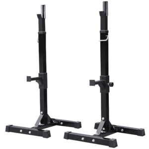 yaheetech pair of adjustable squat rack standard 44-70 inch barbell rack solid steel squat stands bench press rack home gym portable dumbbell racks stands