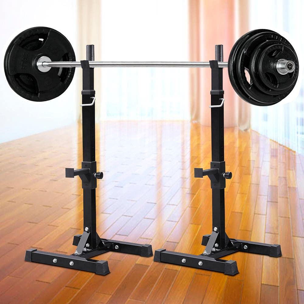 Yaheetech Pair of Adjustable Squat Rack Standard 44-70 Inch Barbell Rack Solid Steel Squat Stands Bench Press Rack Home Gym Portable Dumbbell Racks Stands