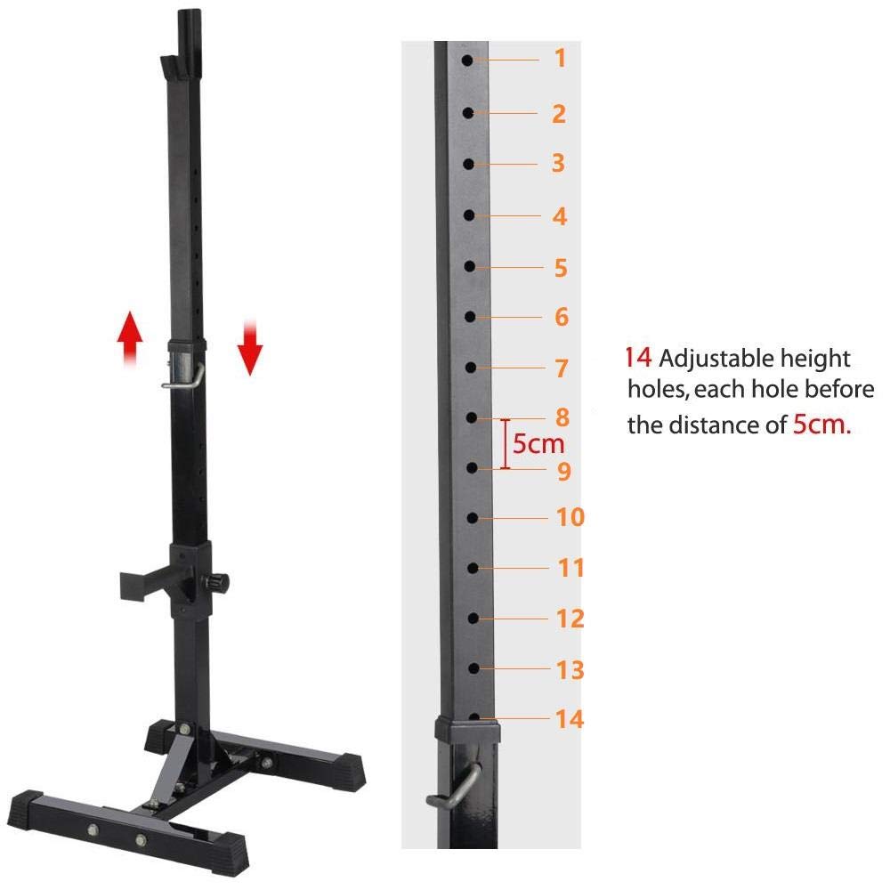 Yaheetech Pair of Adjustable Squat Rack Standard 44-70 Inch Barbell Rack Solid Steel Squat Stands Bench Press Rack Home Gym Portable Dumbbell Racks Stands