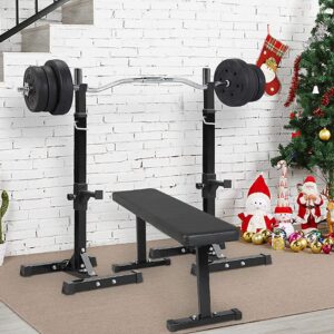 Yaheetech Pair of Adjustable Squat Rack Standard 44-70 Inch Barbell Rack Solid Steel Squat Stands Bench Press Rack Home Gym Portable Dumbbell Racks Stands