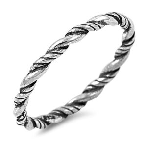 rope eternity braid bali thumb ring new .925 sterling silver band size 10