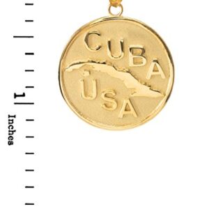 Trendy Necklaces Solid 10k Yellow Gold CUBA-USA Medallion Charm Pendant