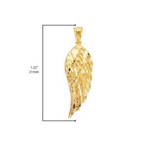 Religious Jewelry 10K Yellow Gold Textured Single Angel Wing Charm Pendant