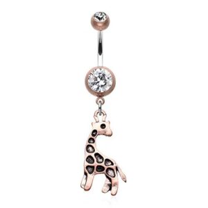 wildklass jewelry vintage giraffe belly button ring (copper/clear)