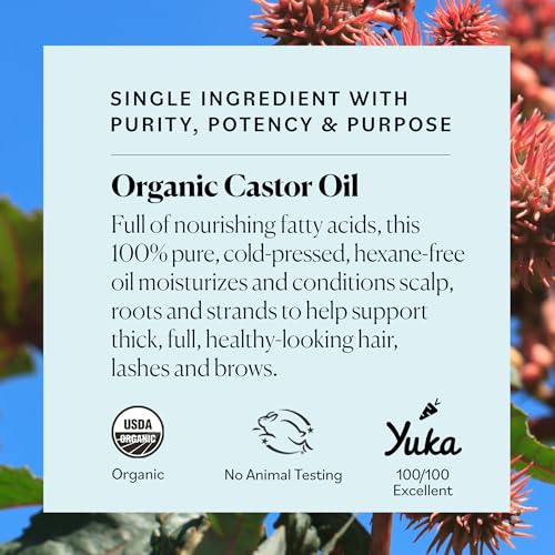 Sky Organics Organic Castor Oil (16 oz) USDA Certified Organic, 100% Pure, Cold Pressed, Hexane Free, Boost Hair Growth, Use with Castor Oil Pack