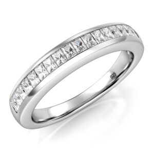 metal factory sz 7 sterling silver baguette cz half eternity 3mm cubic zirconia ring