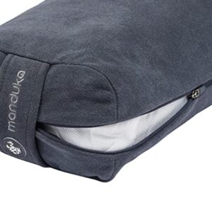 Manduka Yoga Lean Bolster Pillow - Firm, Removable eQua Cover, Easy Carry Handle - Thunder Grey, 27" x 7" x 3.25"