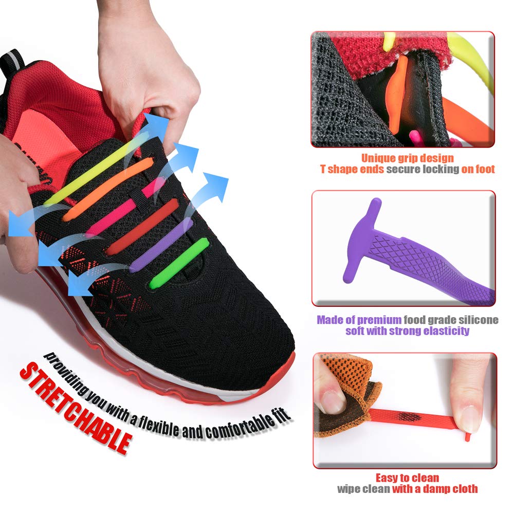 HOMAR No Tie Shoelaces for Kids and Adults Stretch Silicone Elastic No Tie Shoe Laces