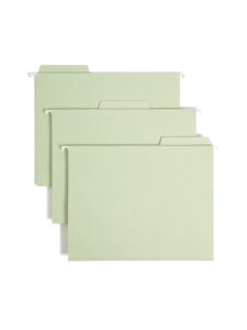 smead fastab hanging fastener file folder with safeshield fasteners, 1/3-cut built-in tab, letter size, moss, 18 per box (65120)