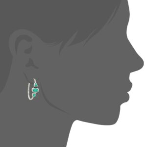 Lucky Brand Silver-Tone Turquoise 1" Hoops Earrings, One Size, Silver and Green