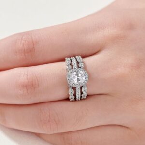 Newshe Jewellery Engagement Sets Wedding Rings For Women 925 Sterling Silver 3pcs White Cz Size 7