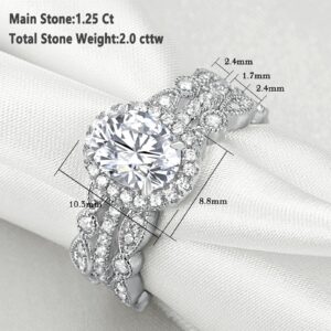 Newshe Jewellery Engagement Sets Wedding Rings For Women 925 Sterling Silver 3pcs White Cz Size 7